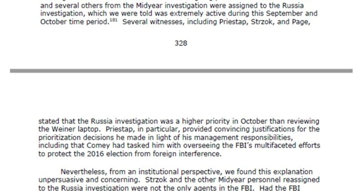 The DOJ IG report makes it pretty clear what the FBI’s ‘priorities ...