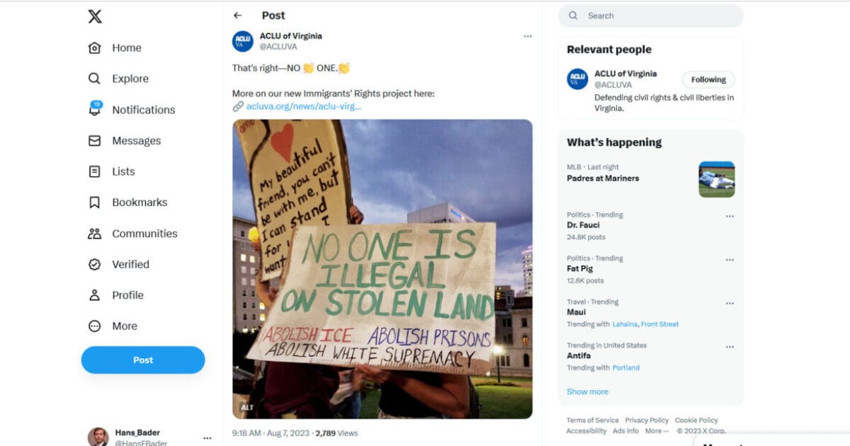ACLU of Virginia approvingly quotes totalitarian communist, promotes ...